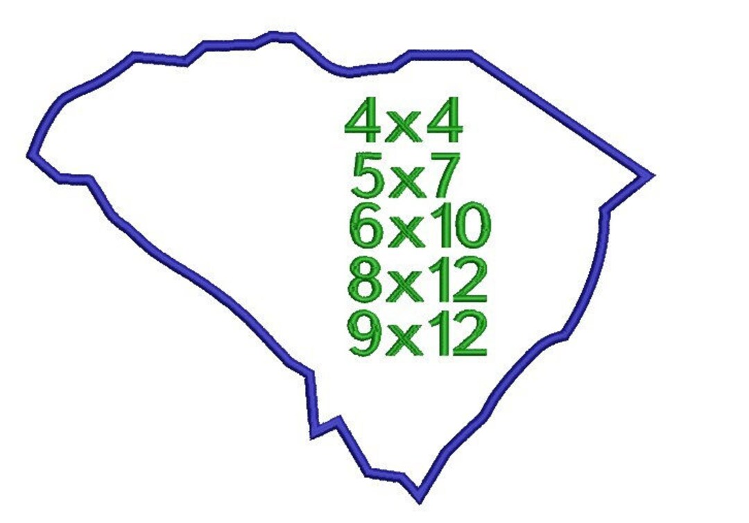 South Carolina State Outline Border Satin Stitch Machine Embroidery ...