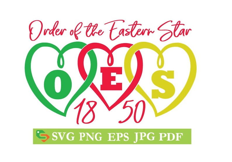 OES Order of the Eastern Star Hearts Cut File, Silhouette Cricut, Jpeg ...