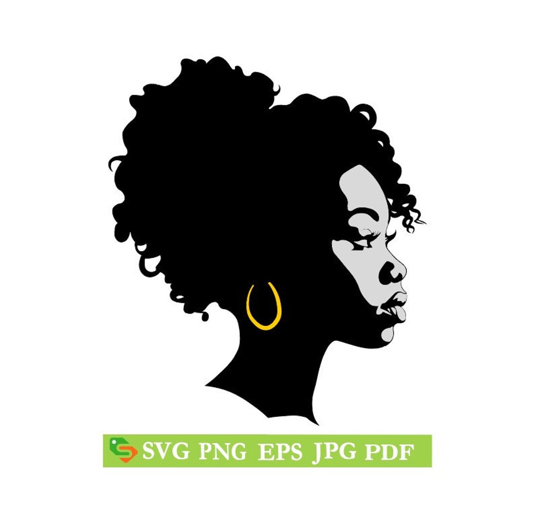 Afro Woman Silhouette SVG: Black Girl Cricut Cut File (digital Download ...