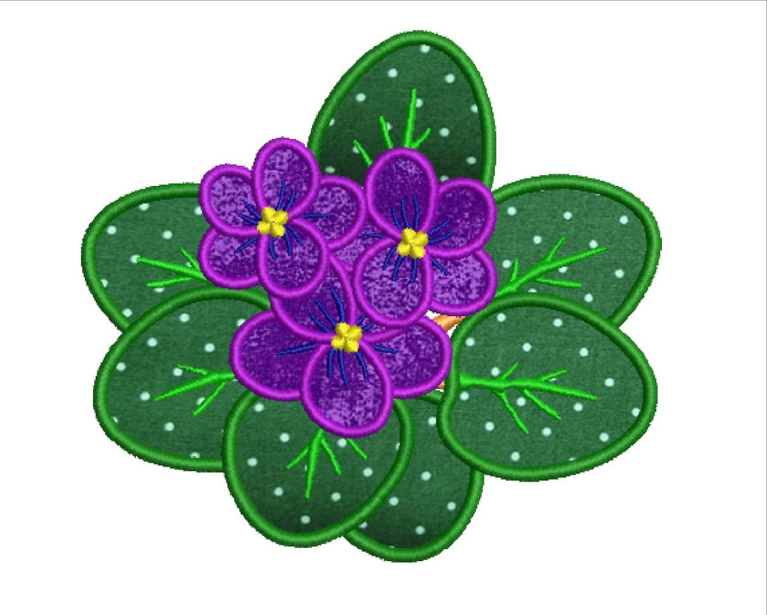 African Violet Applique Machine Embroidery Design Files - Etsy