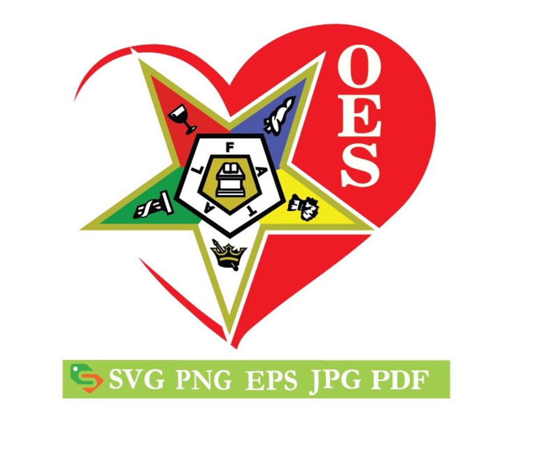OES Order of the Eastern Star Heart Cut File, Silhouette Cricut, Jpeg ...