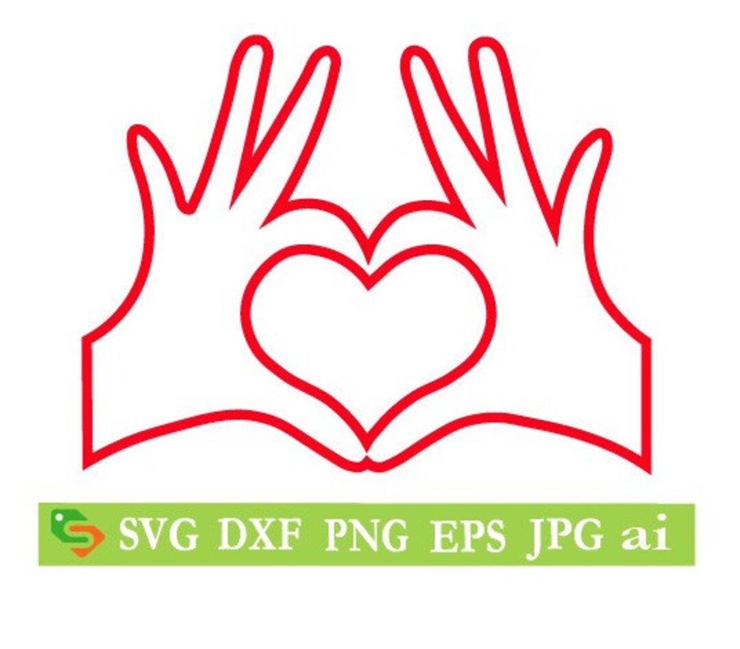 Heart Hand Sign Cut File, Silhouette,cricut, Jpeg,svg, Eps, Png, Clip ...