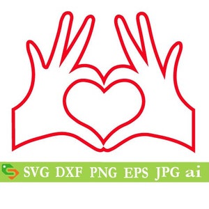 Heart Hand Sign Cut File, Silhouette,cricut, Jpeg,svg, Eps, Png, Clip ...