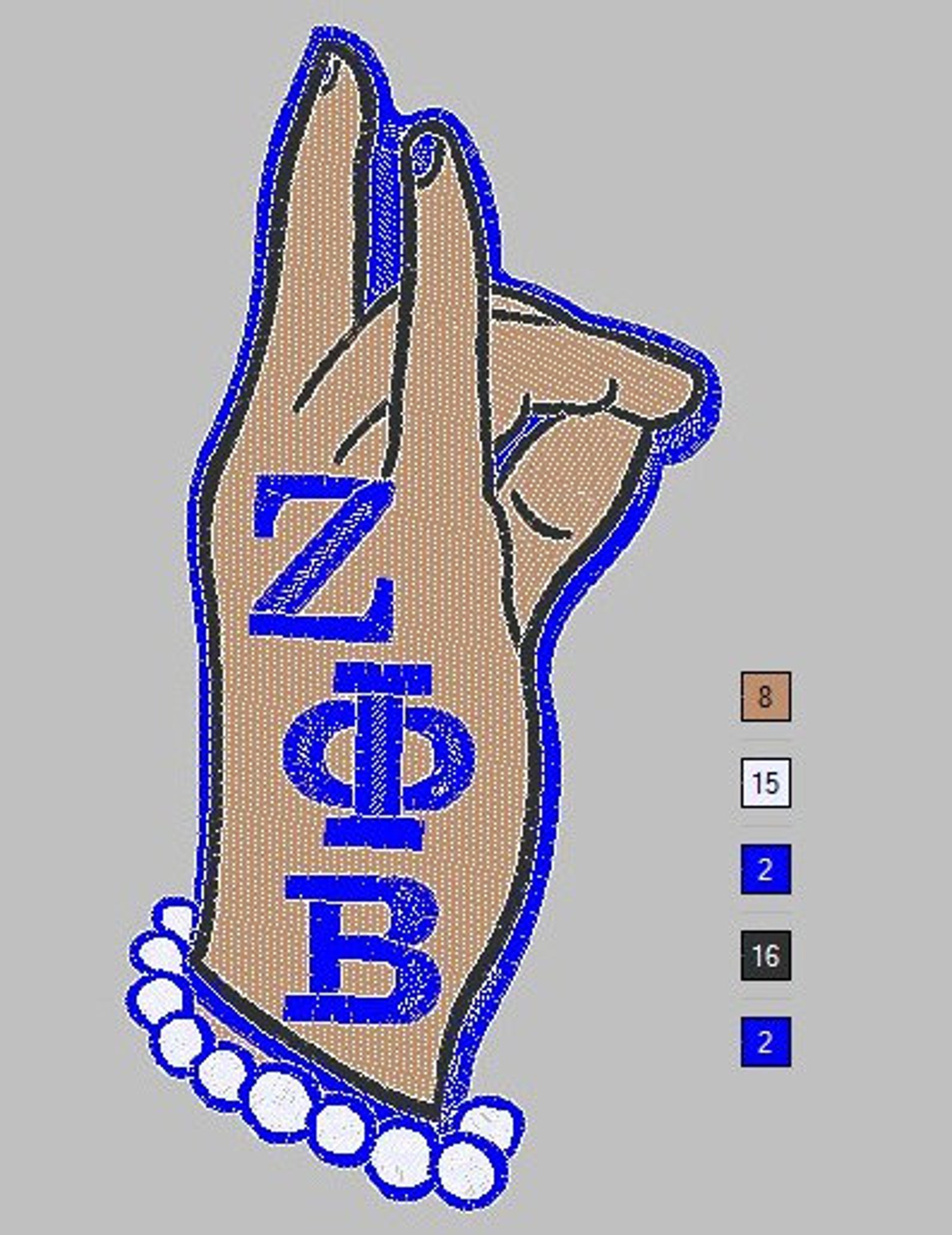 Zeta Phi Beta Hand Sign Embroidery Design Etsy