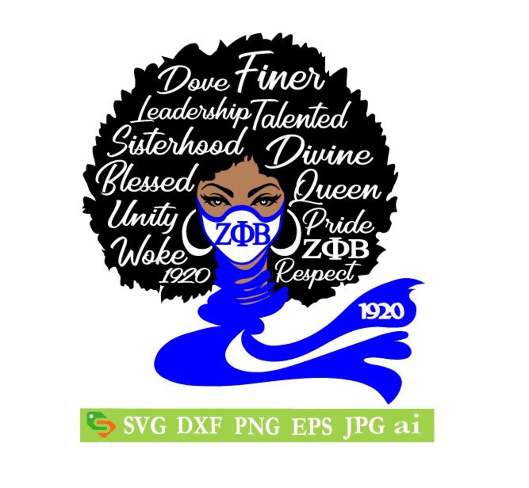 Zeta Phi Beta Lady Cut File Silhouette Cricut Jpegsvg Dfx Eps Png Clip Art Etsy
