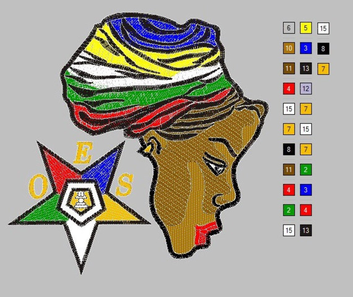 OES African Woman Embroidery Design,order of the Eastern Star ...