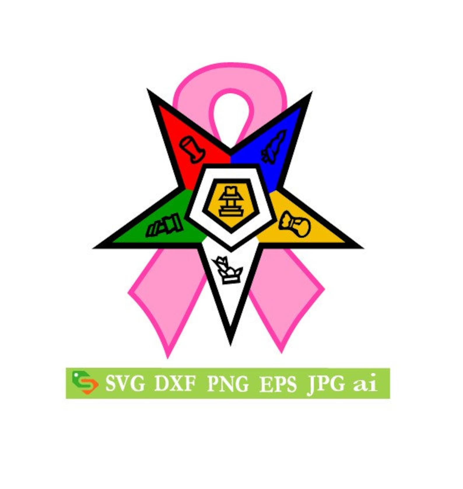 OES Cancer Ribbonorder of the Eastern Star Cut File - Etsy