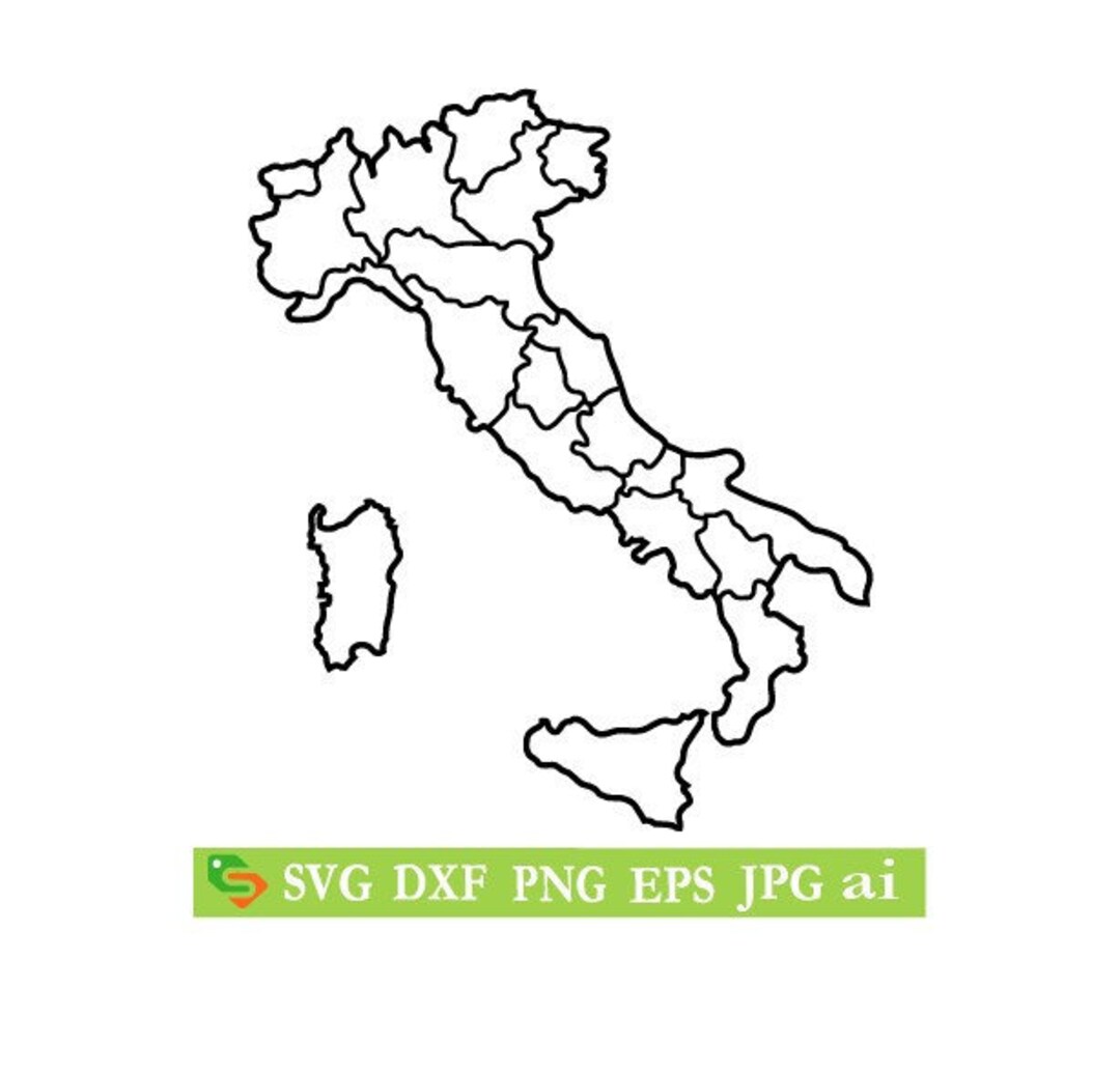 Italy Map,cut File, Silhouette,cricut, Jpeg,svg, Eps, Dfx,png, Clip Art ...