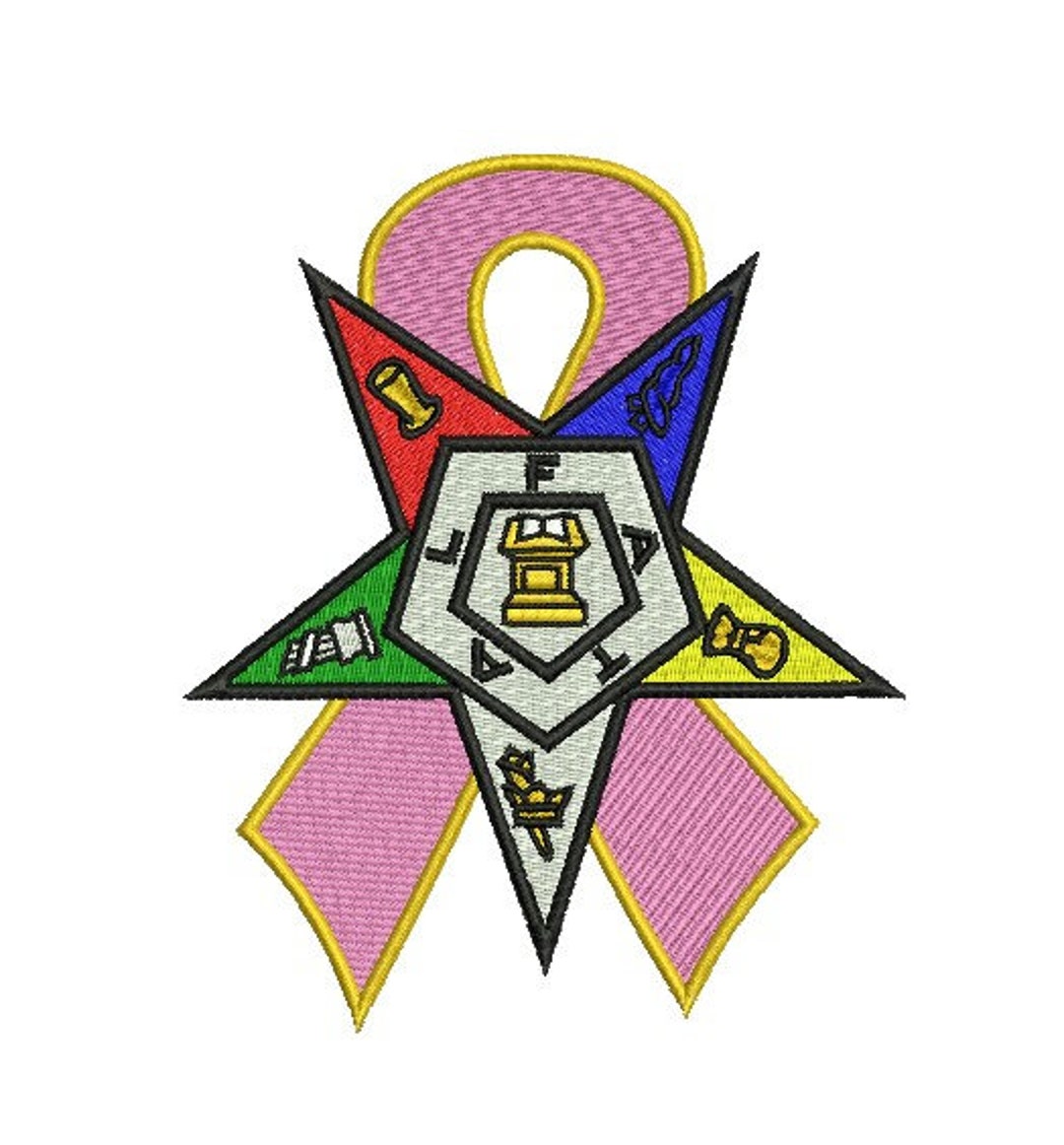 OES Order of the Eastern Star Cancer Ribbon Embroidery Design - Etsy