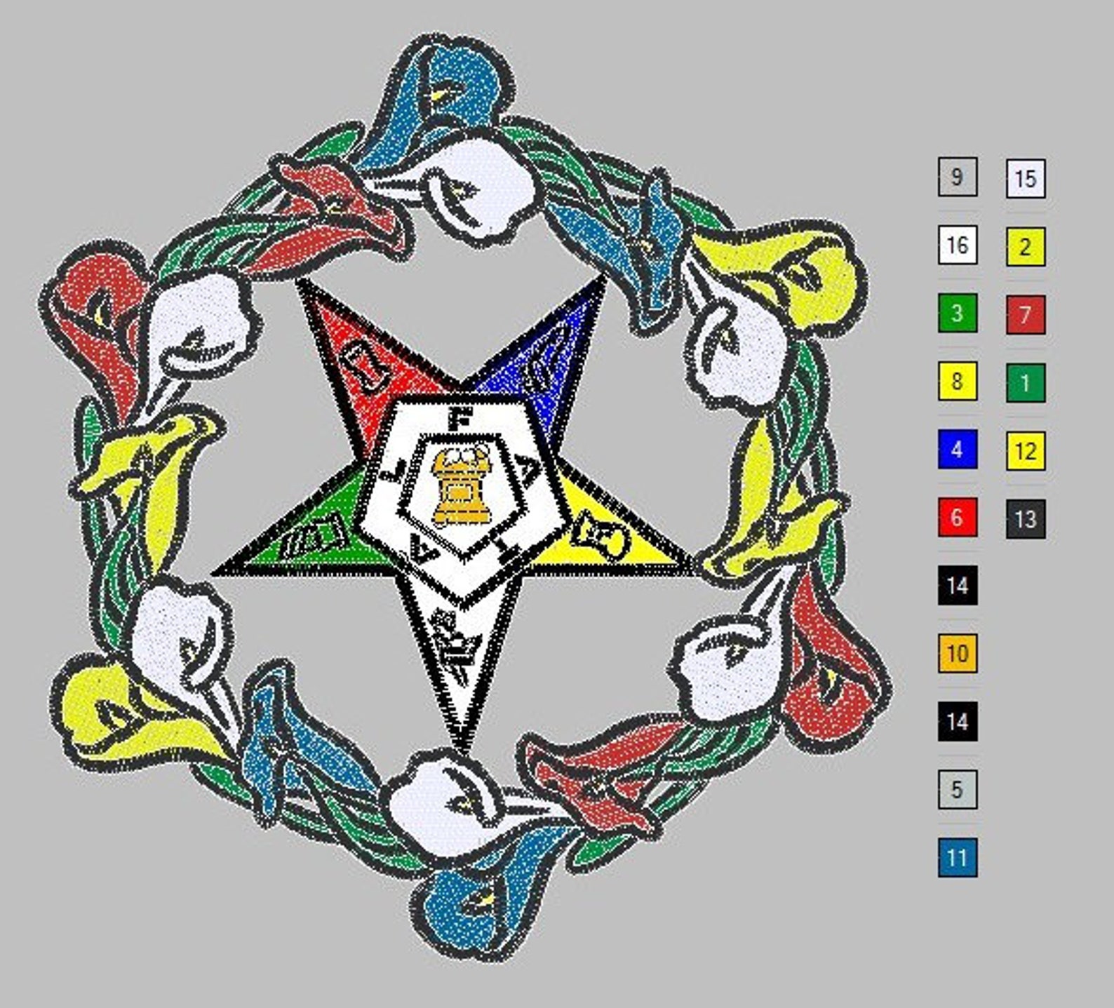 OES Order of the Eastern Star Flowers Embroidery Design - Etsy