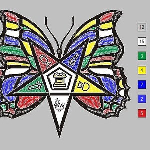 OES Order of the Eatsern Star Butterfly Machine Embroidery Design Files ...