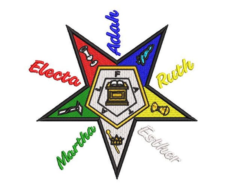 Order of the Eastern Star 5 Degrees Machine Embroidery Design Files - Etsy