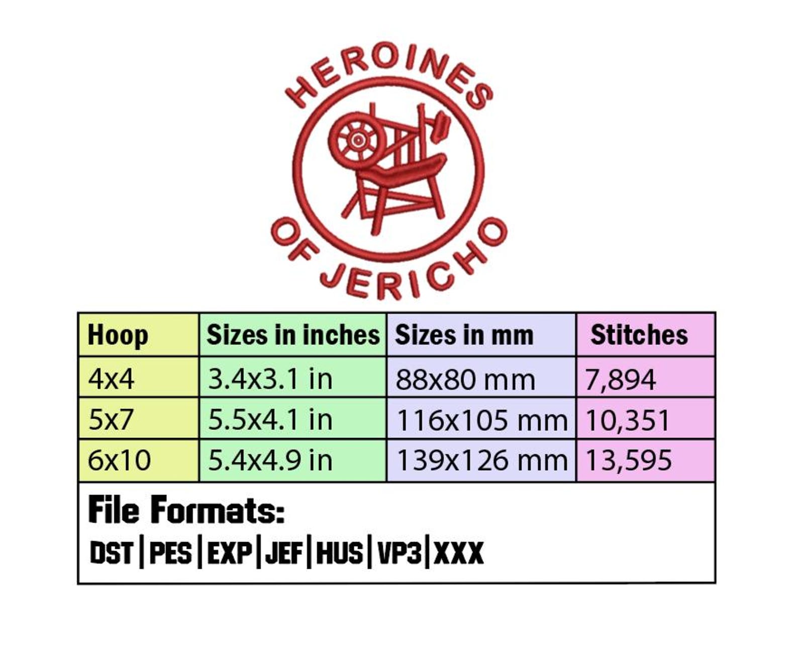 Heroines of Jericho One Color Machine Embroidery Design Files - Etsy