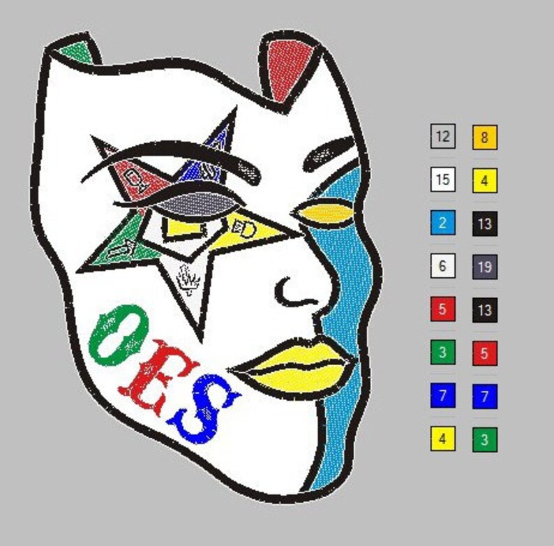 OES Order of the Eastern Star Mask Embroidery Design - Etsy