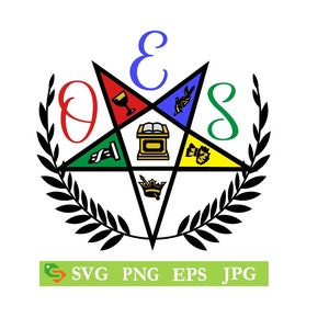 OES, Order of the Eastern Star Wreath Cut File, Silhouette Cricut, Jpeg ...