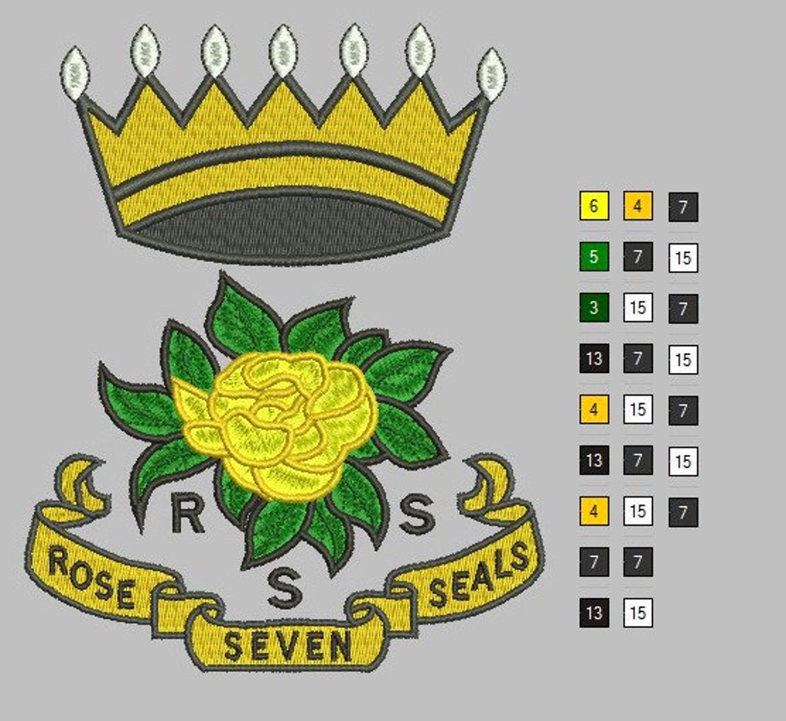 Rose Seven Seals Embroidery Design - Etsy