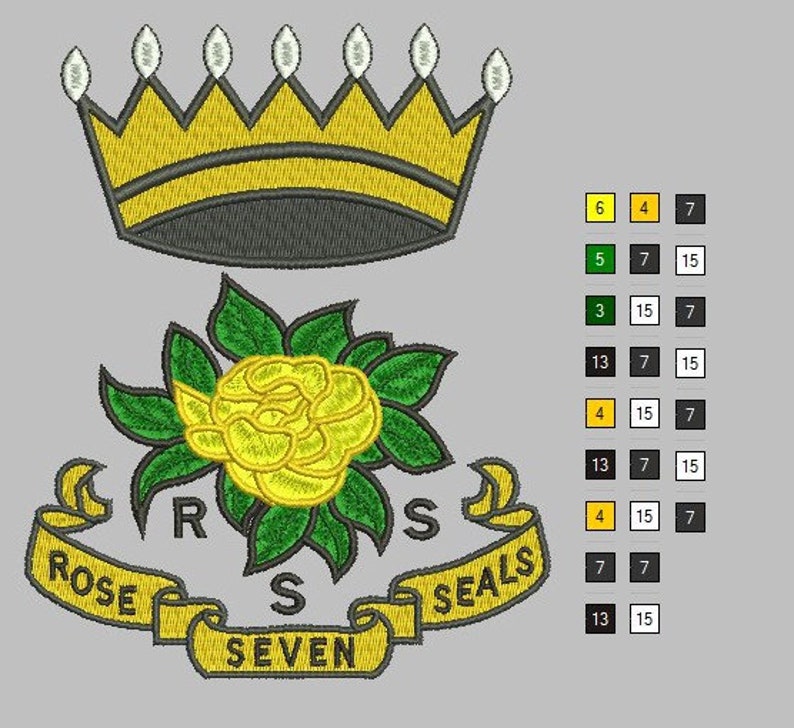 Rose Seven Seals Embroidery Design - Etsy