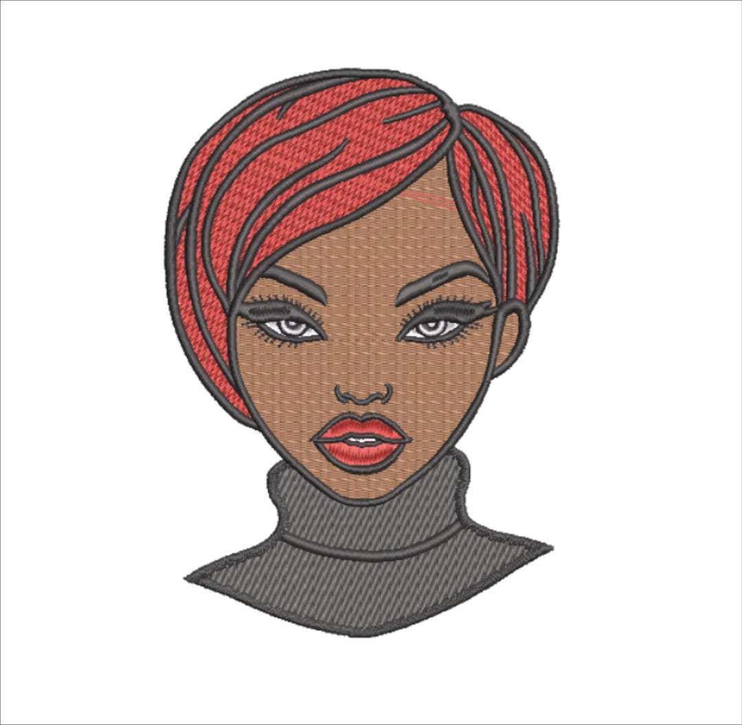 Young Black Lady Machine Embroidery Design Files - Etsy