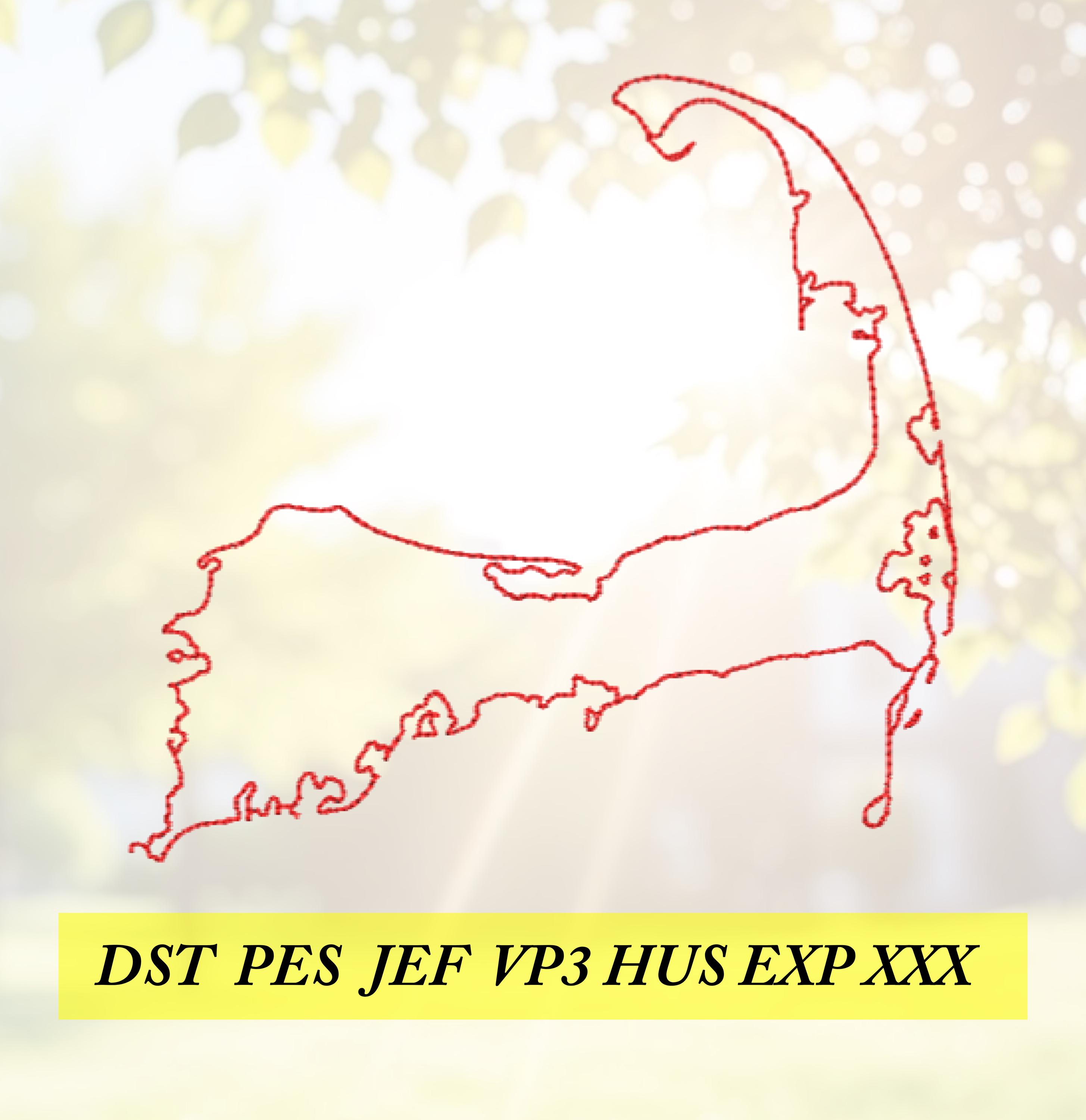 Cape Cod Redwork Map Outline Machine Embroidery Design Files - Etsy