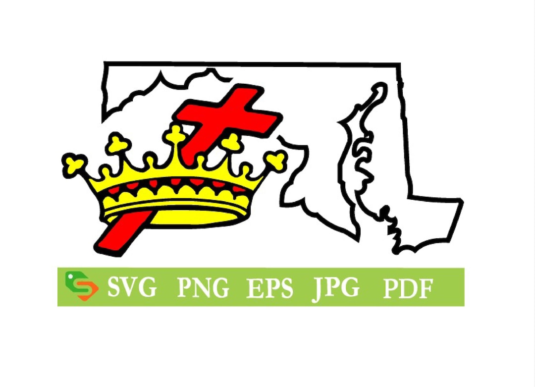 Cyrene Crusaders Crown and Cross Maryland Silhouette,cricut, Jpeg,cut ...