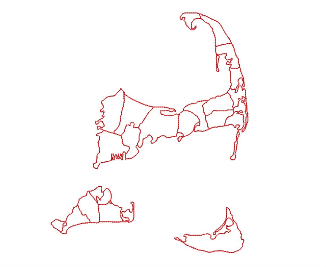 Cape Cod and Islands Map Redwork Machine Embroidery Design Files. - Etsy
