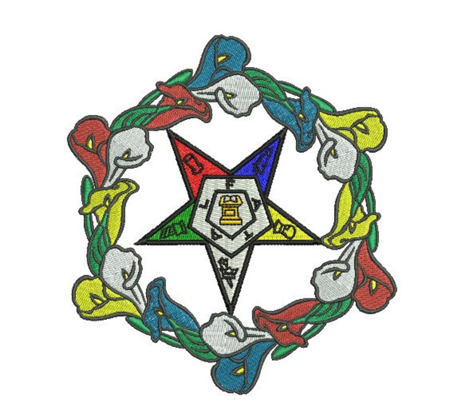 OES Order of the Eastern Star Flowers Embroidery Design - Etsy
