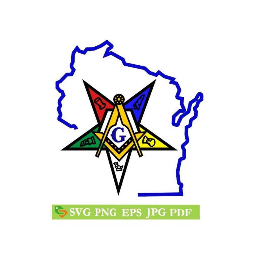 OES Order of the Eastern Star Mason Wisconsin Cut File, Silhouette ...