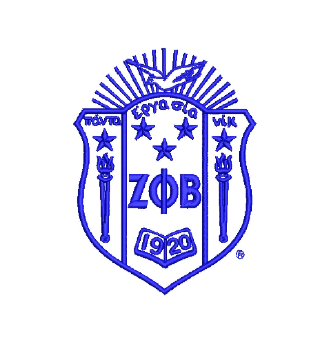 Zeta Phi Beta Shield 1 Color Machine Embroidery Design Files - Etsy