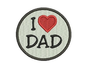 I Love Dad Embroidery Design, 4x4 5x7 I Heart Dad Embroidery Design ...