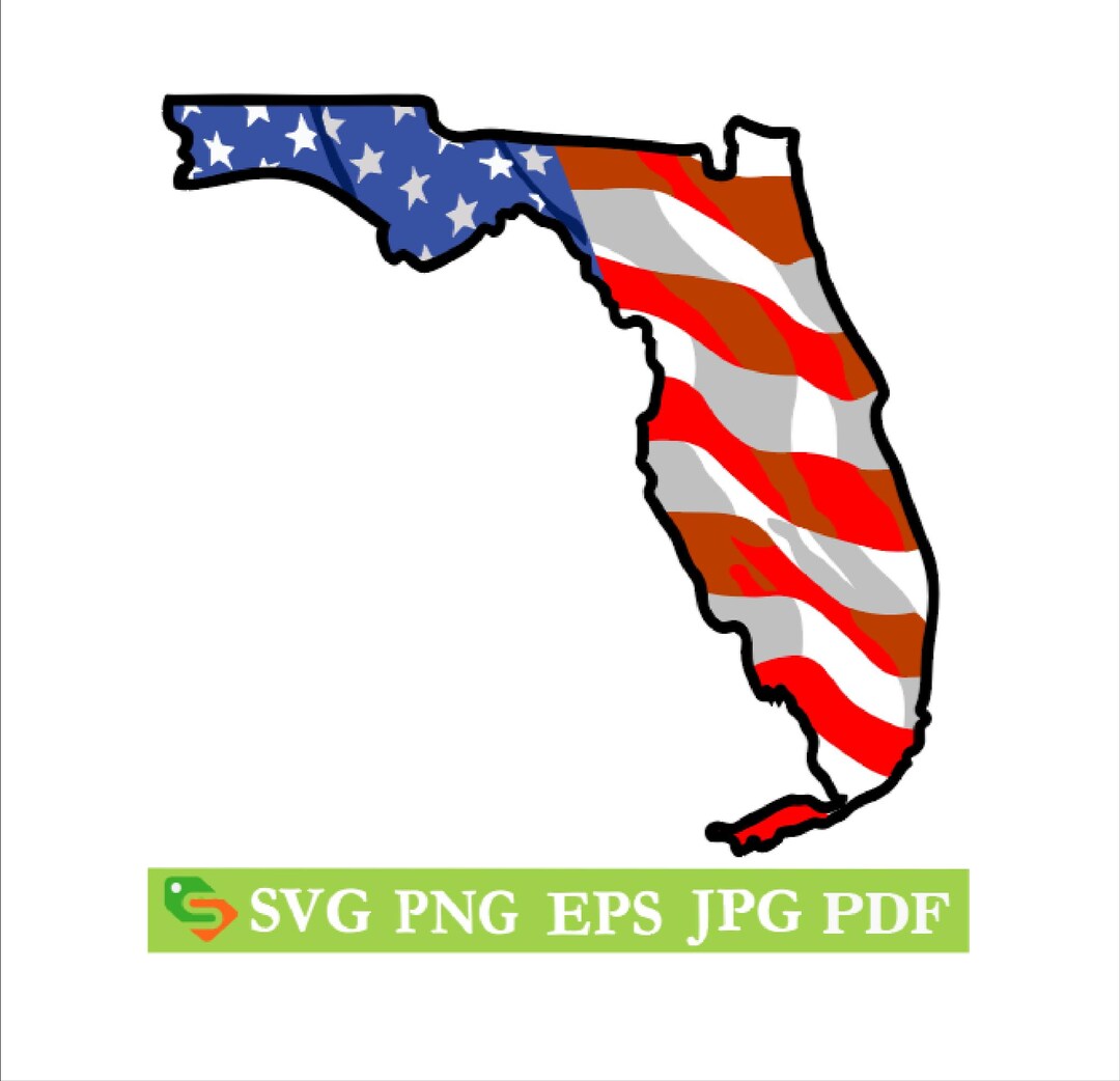 Florida American Flag Map Cut File, Silhouette,cricut, Jpeg, Svg,dfx ...