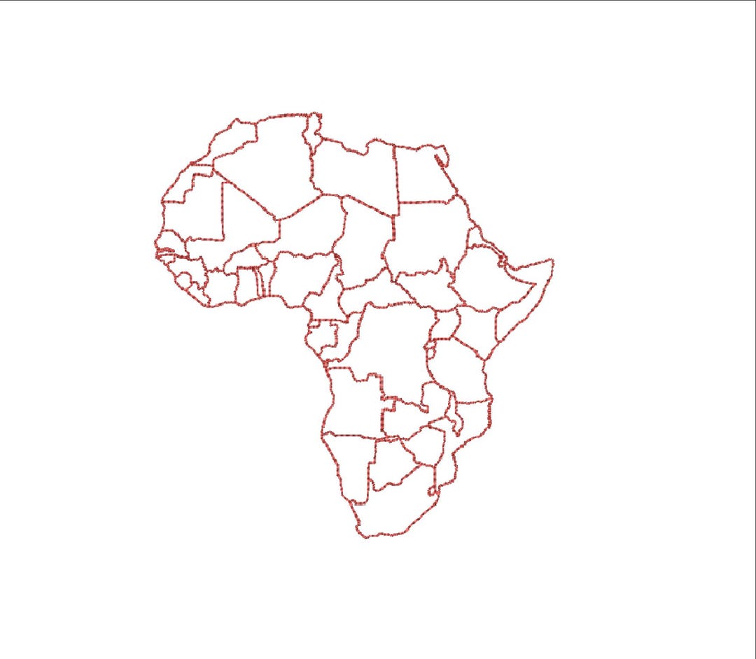 Africa Map Redwork Embroidery Design Files - Etsy