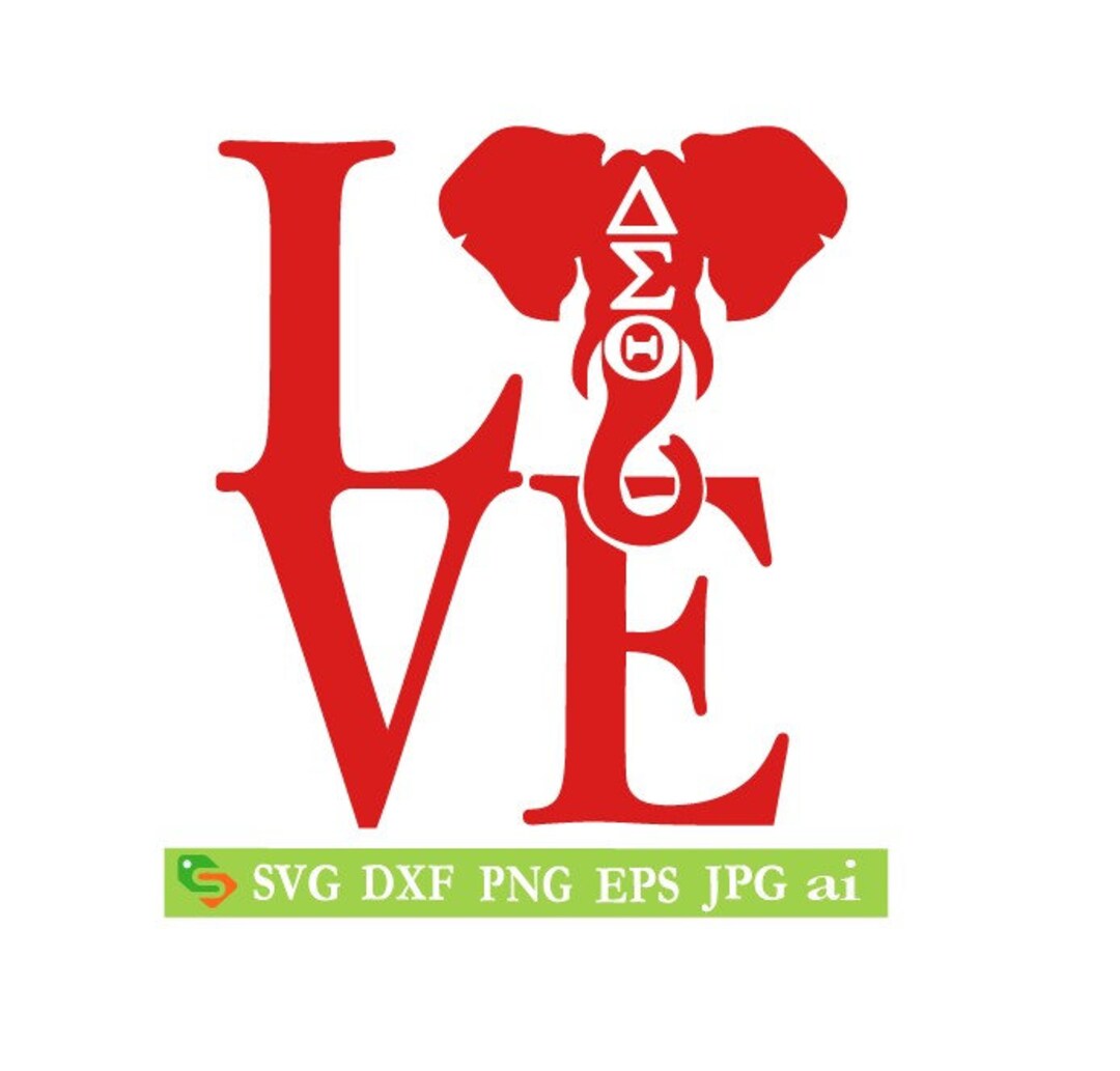 Delta Sigma Theta Elephant Love Cut File: SVG, PNG, EPS (digital ...