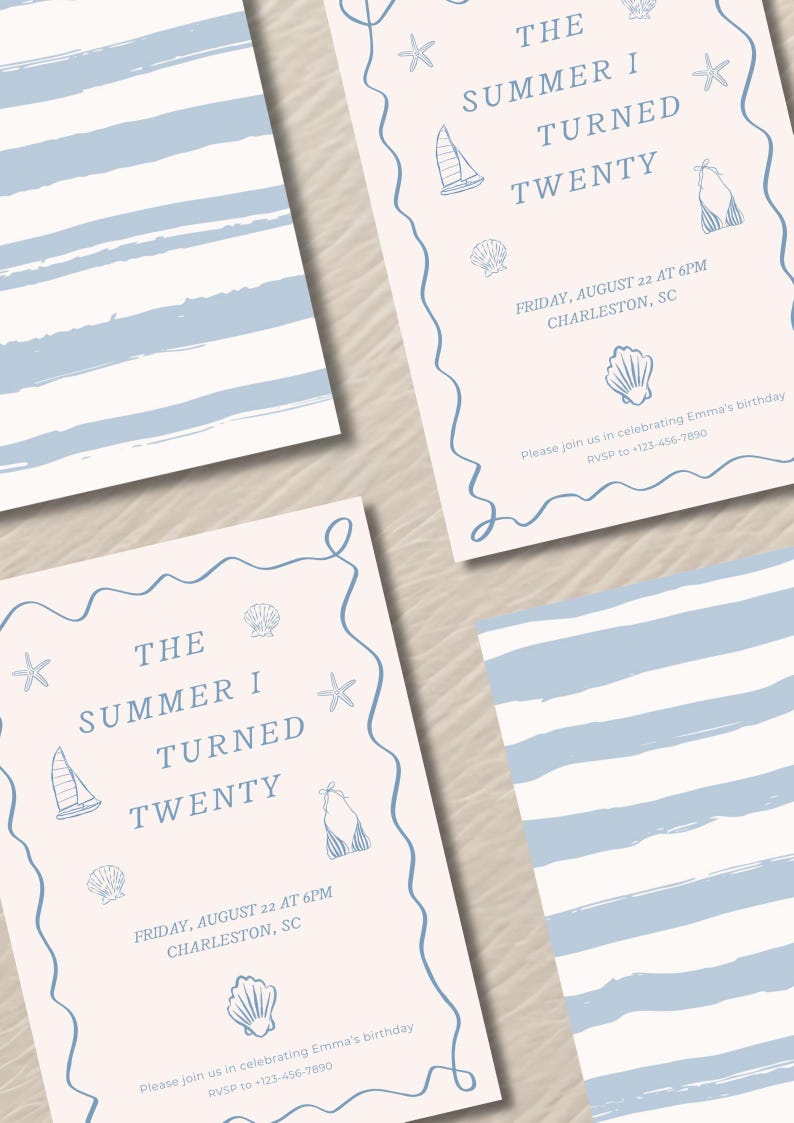 The Summer I Turned Pretty Birthday Invitation, the Summer I Turned ...