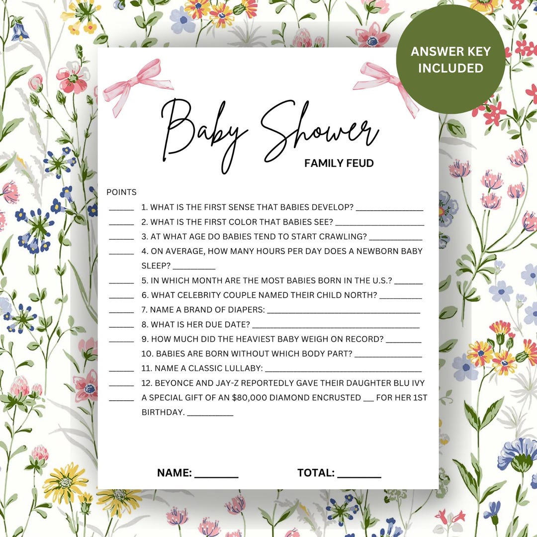 Baby Shower Game Family Feud | Baby Shower Trivia | Baby Shower Game ...