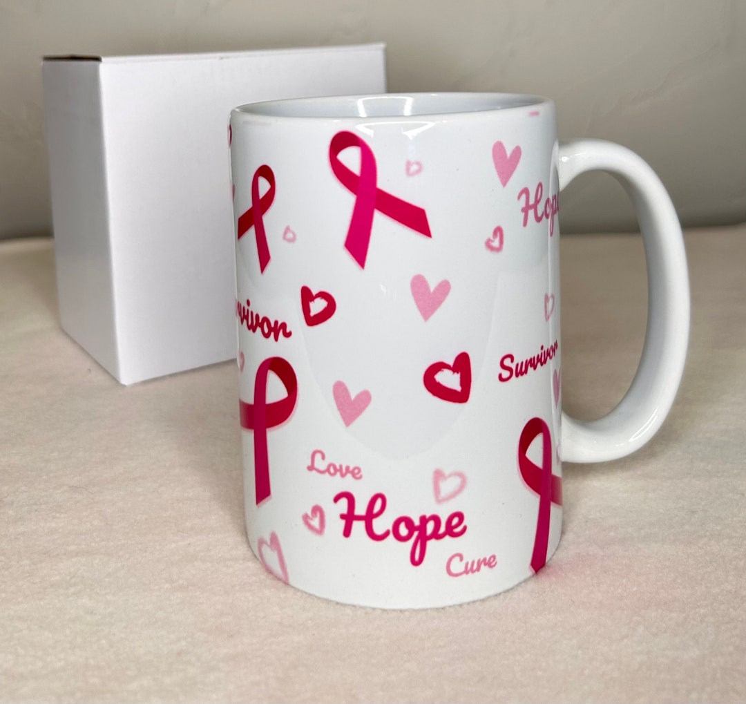15 Oz Breast Cancer Pink Ribbon Coffee Mug Breast Cancer Survivor Mug ...