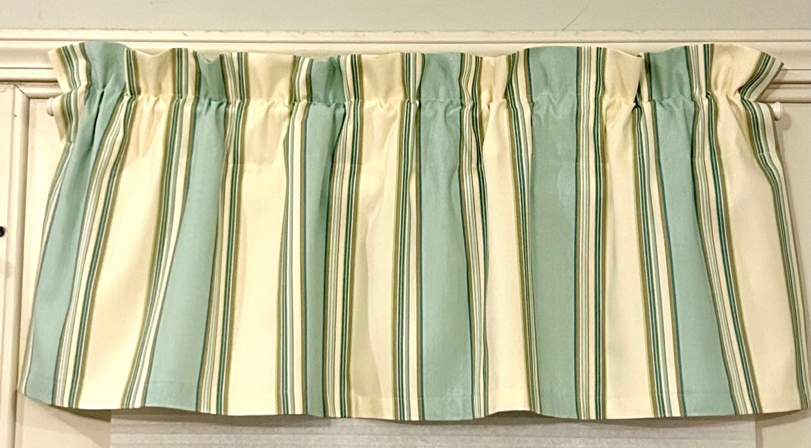 Window Valance Mint Green Striped Valance Beach Valance Light Green ...