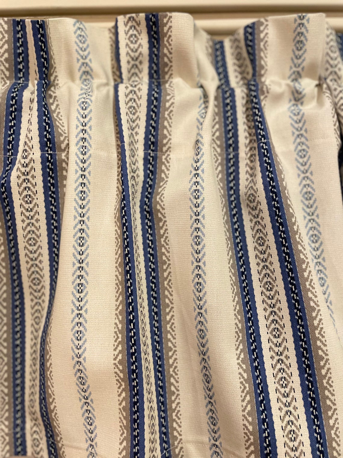 Window Valance Blue Stripe Valance for Kitchen Valance for Bedroom ...