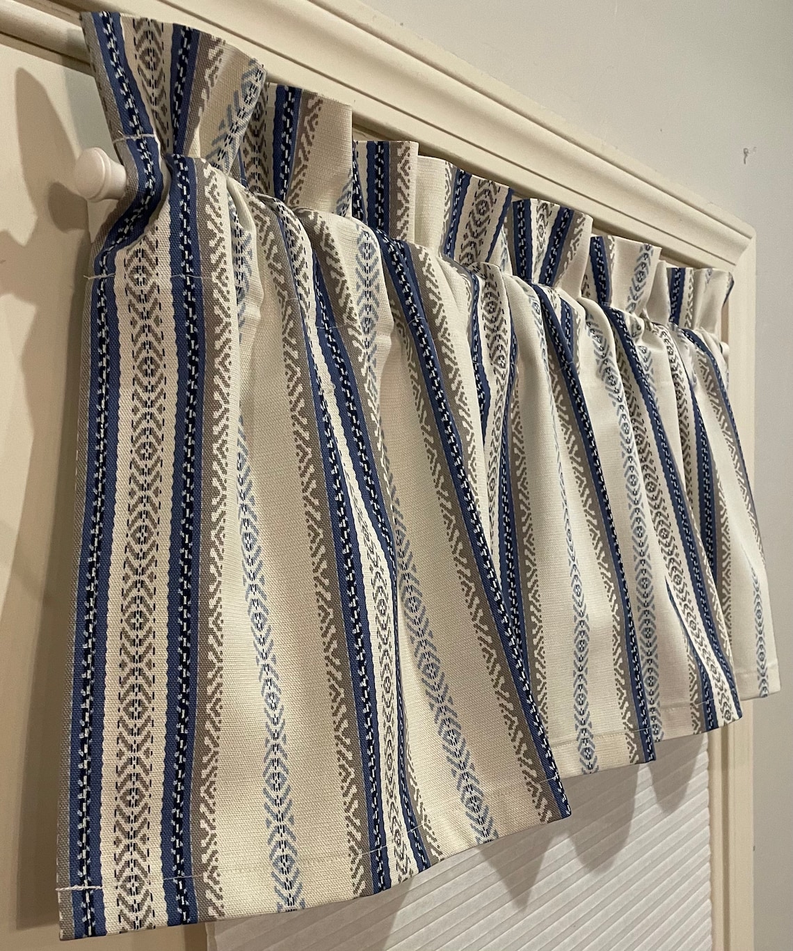 Window Valance Blue Stripe Valance for Kitchen Valance for - Etsy