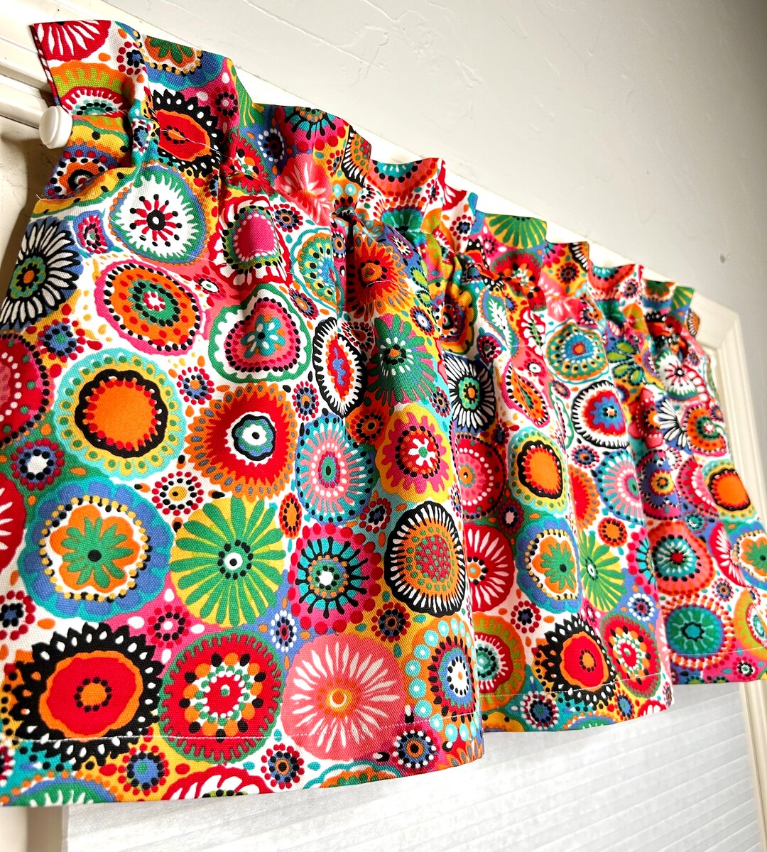 Window Valance Retro Floral Medallion Retro Curtain Multicolor Valance ...