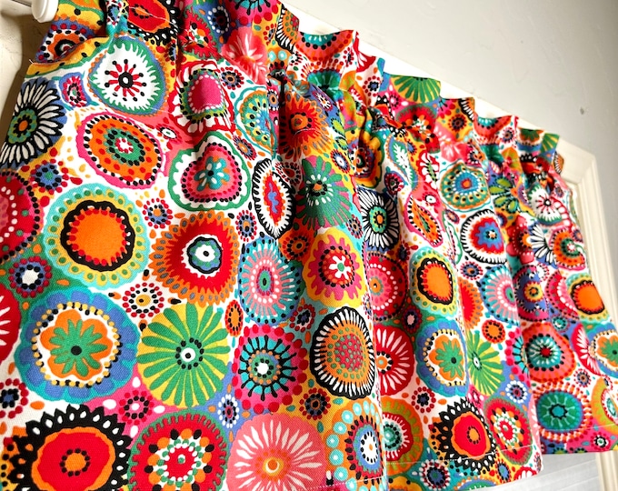 Window Valance Retro Floral Medallion Retro Curtain Multicolor Valance ...