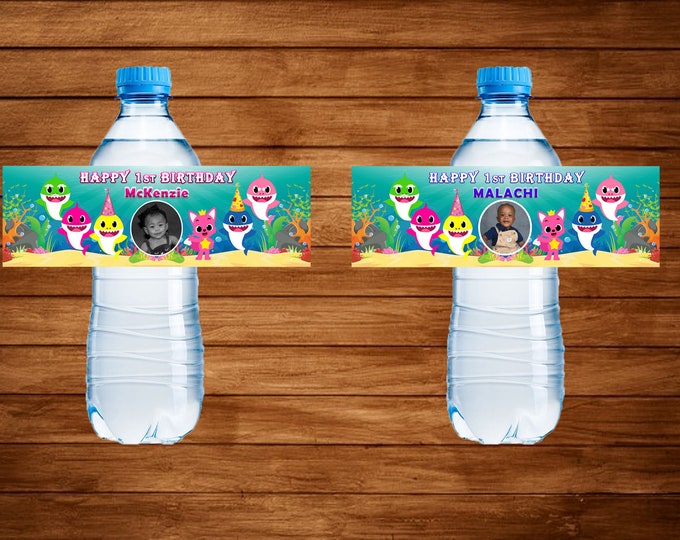 Editable Baby Shark Water Bottle Labels, Baby Shark Drink Labels, Baby ...
