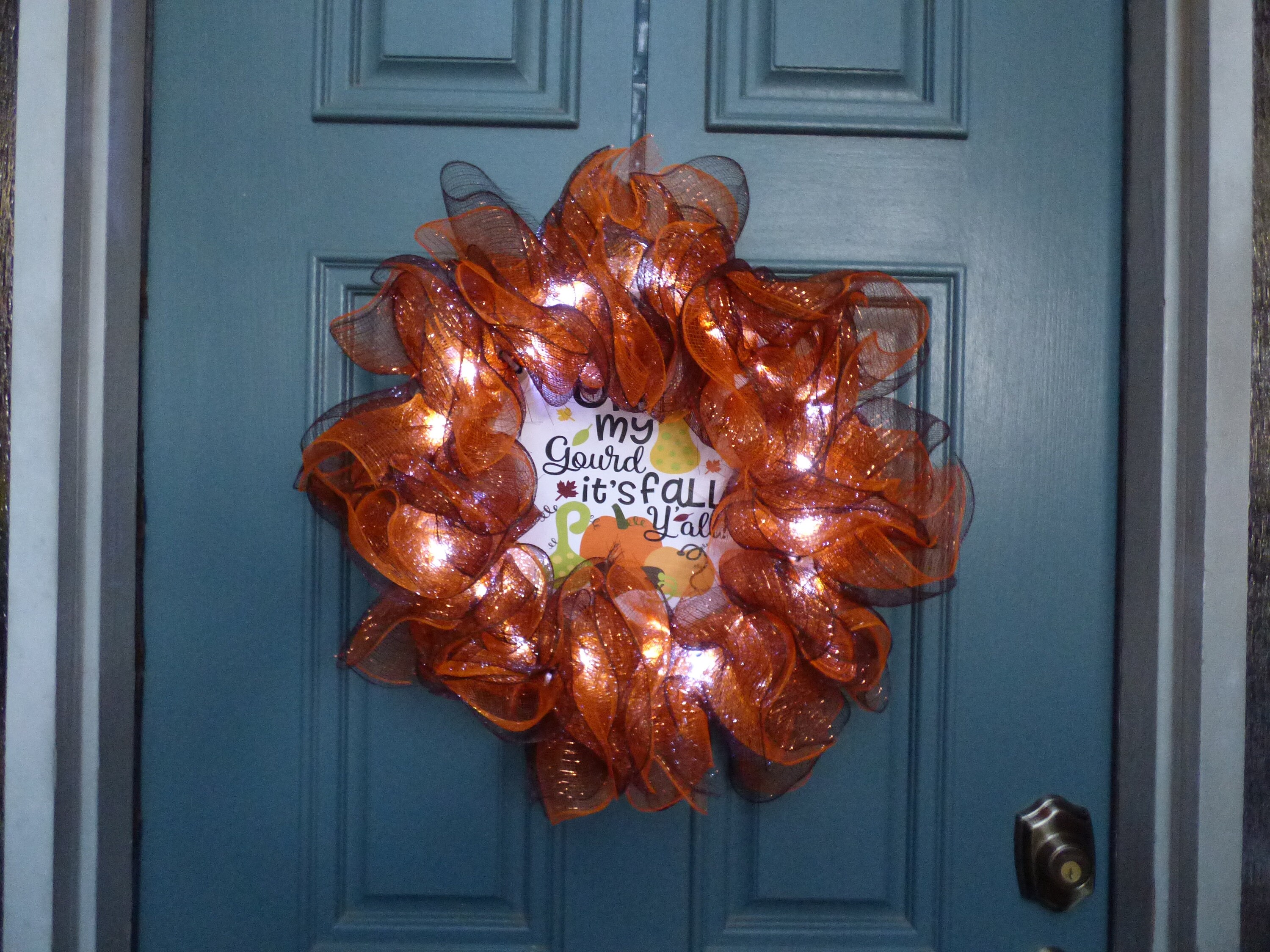 Fall Deco Mesh Wreath, With LED Lights, Fall Door Wreath, Fall Wreath ...