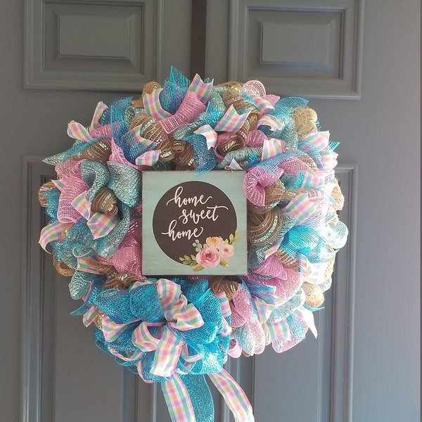 Spring Mesh Wreath - Etsy