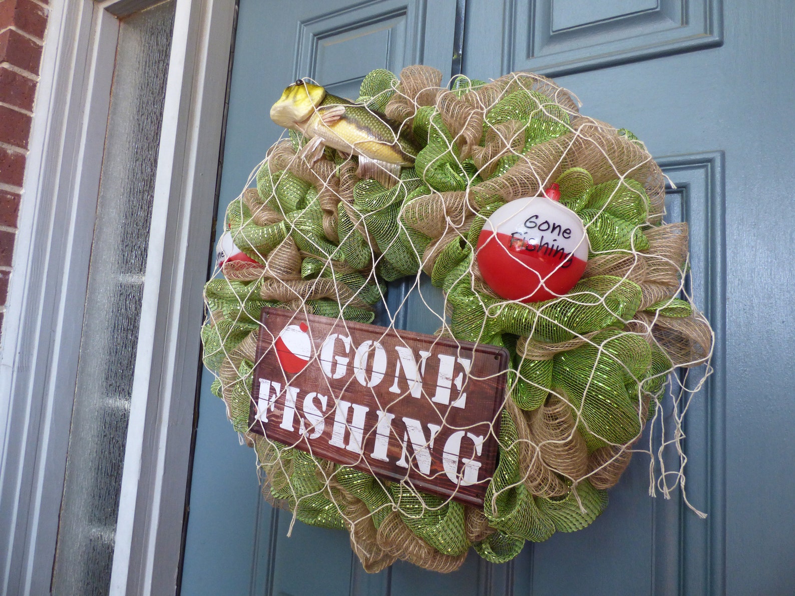 Gone Fishing Wreath, Dad Wreath, Cabin Wreath, Lake Wreath, Granddad ...
