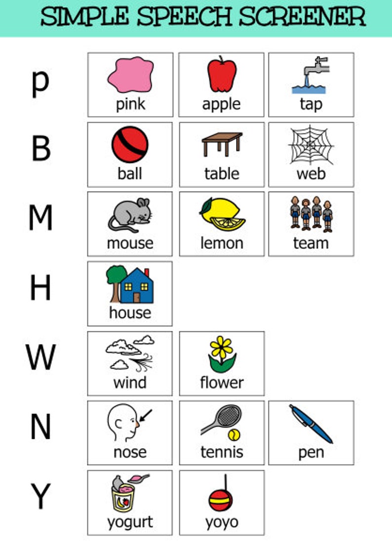 Simple Speech Screener- Articulation Screen Designed for Teachers and ...