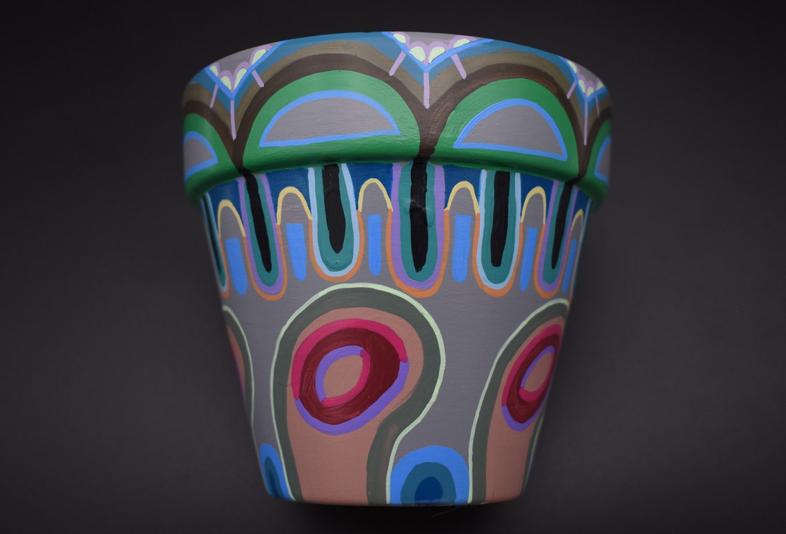 Hand Painted Terracotta Flower Pot - Etsy