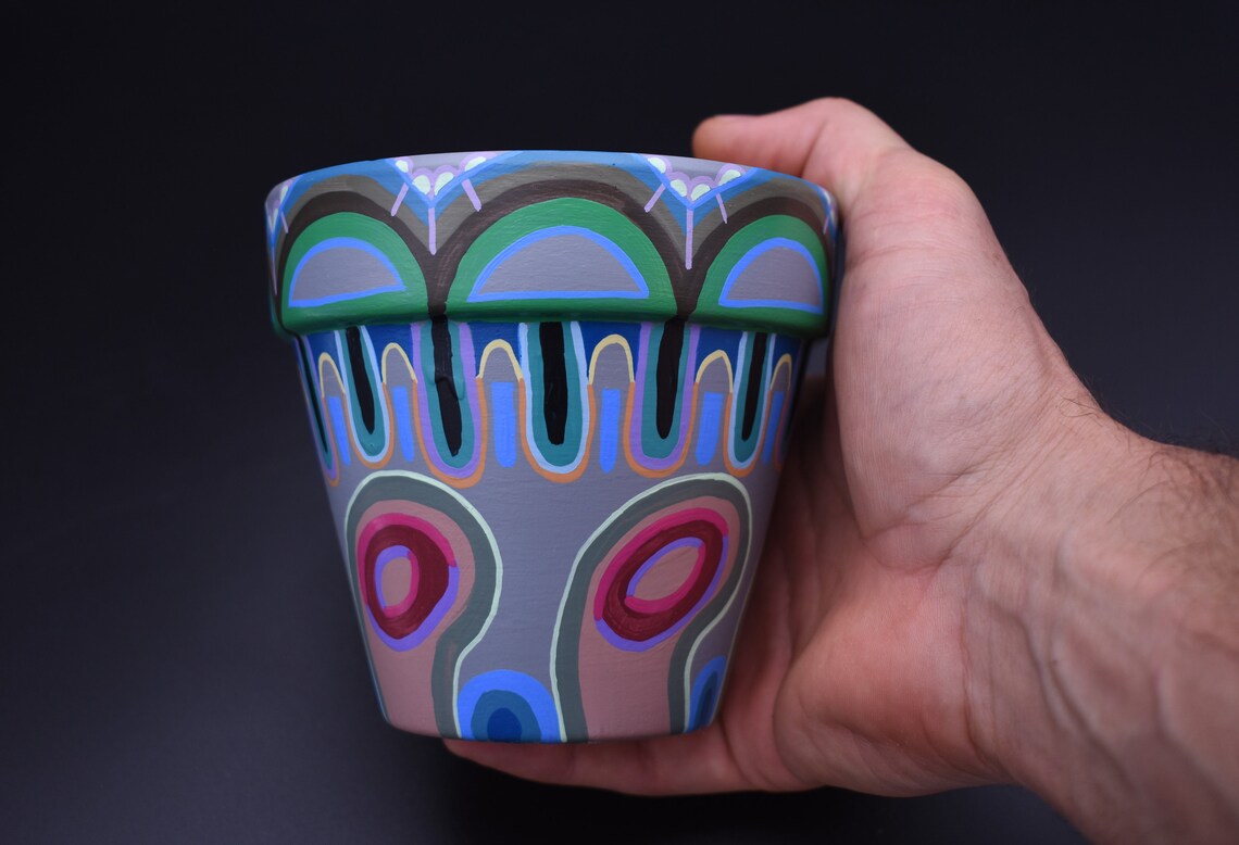 Hand Painted Terracotta Flower Pot - Etsy