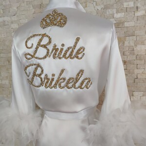 Luxury Bridal Robe gold Back Detailspersonalized Bride Robe - Etsy