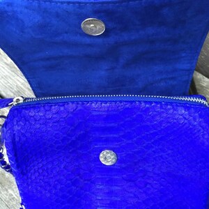 Genuine Python Skin Crossbody Bag | Chain Tassel Electric Blue Bag ...