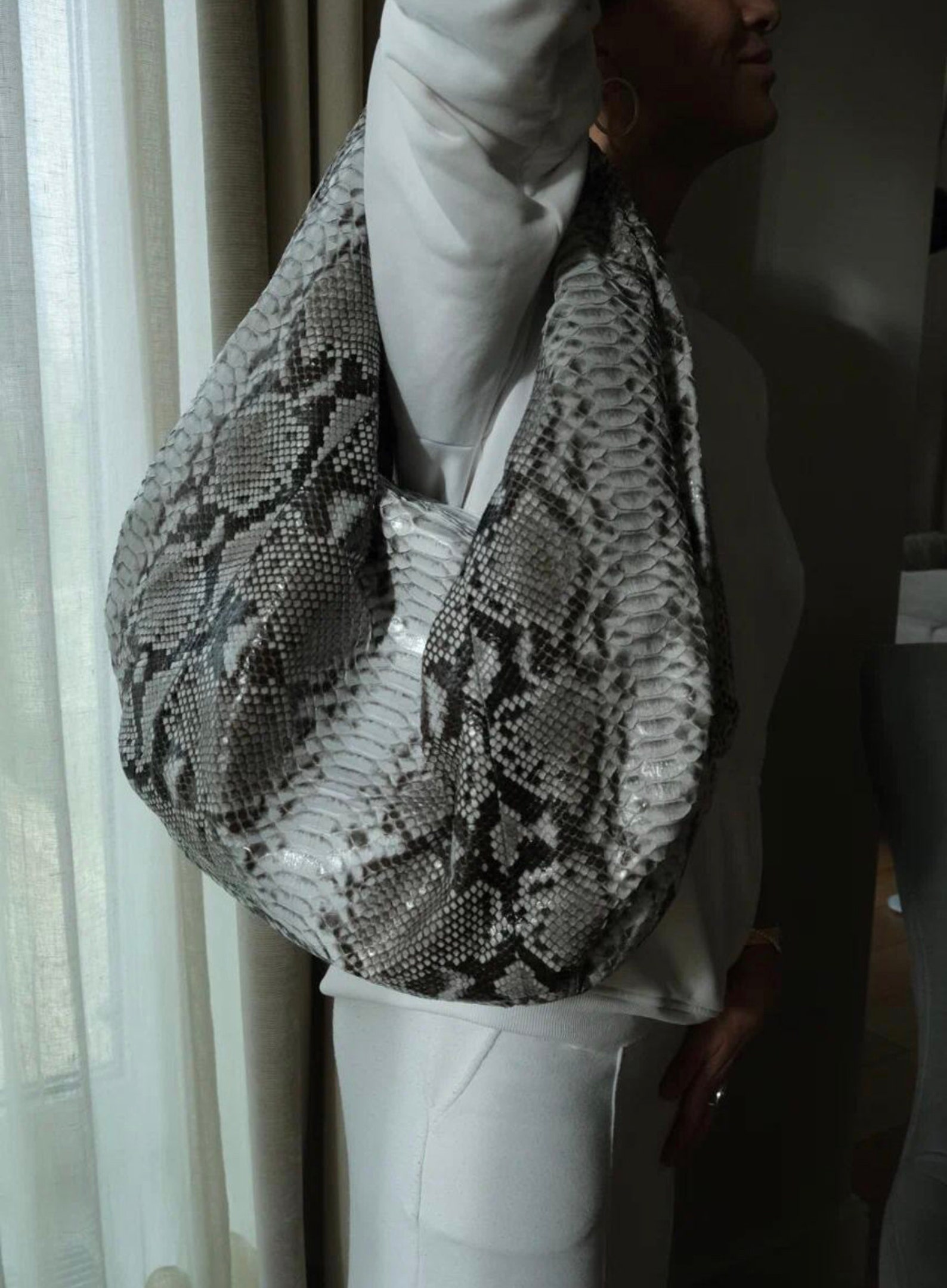 Big Soft Hobo Classy Sport Woman Bag Purse Genuine Python - Etsy